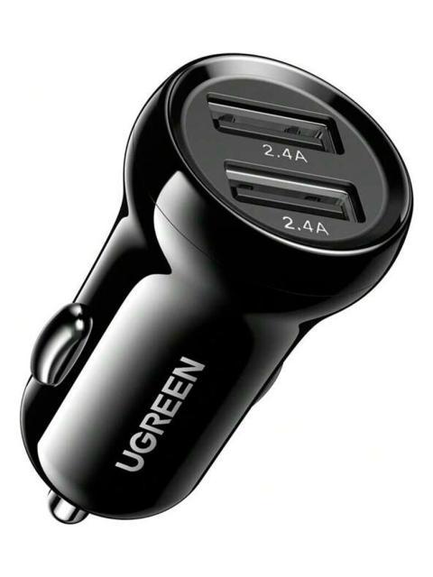 UGREEN CARGADOR PARA AUTO CARGA RAPIDA 2 PUERTOS USB 24W NEGRO